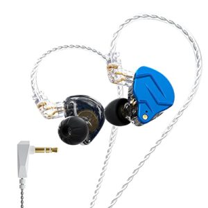 kz zsn pro x in ear buds earphones, iem earphones, metal earphones 1ba+1dd hybrid technology hifi bass headphones sport noise cancelling headset(royal blue, no mic)