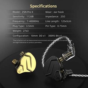 KZ ZSN Pro X in Ear Buds Earphones, IEM Earphones, Metal Earphones 1BA+1DD Hybrid Technology HiFi Bass Headphones Sport Noise Cancelling Headset(Royal Blue, No Mic)