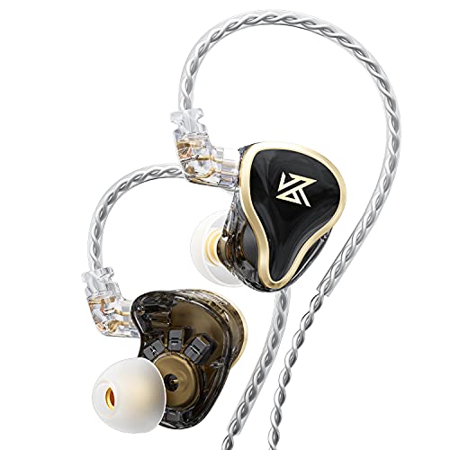 KZ ZAS IEM Earphones Headset Metal Frame,16-Unit Hybrid High-Frequency 7BA+10mm Dual DD HiFi Stereo Sound Earphones Noise Cancelling Earbuds Built-in Callable(in-Ear Headphones Wired Black with Mic)