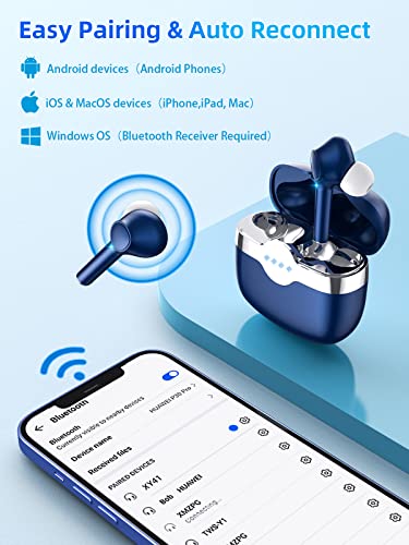 Earbuds Wireless, Noise Cancelling ENC Clear Call Ear Buds with 4 Mic,Bluetooth Headphones 4 Dynamic Drivers,Waterproof Earphones, Immersive Sound Premium Stereo Headset for iPhone Android(Blue)