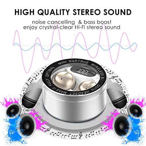 Xmenha Smallest Invisible Earbuds Wireless Bluetooth Secret Hidden Headphones for Work Comfort Small Tiny Ear Buds for Sleeping Music Mini Sleep Earbuds for Side Sleepers-Beige