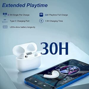 ANGEL CASE Wireless Earbuds Bluetooth 5.1 Ear Buds, Noise Reduction Wireless Bluetooth Headphones,32H Playtime with Fast Charging case IPX7 Waterproof Sport Earphones,White