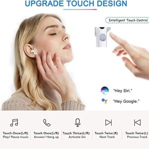 ANGEL CASE Wireless Earbuds Bluetooth 5.1 Ear Buds, Noise Reduction Wireless Bluetooth Headphones,32H Playtime with Fast Charging case IPX7 Waterproof Sport Earphones,White