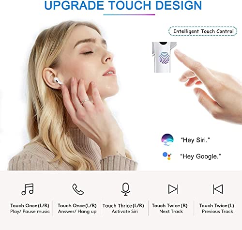 ANGEL CASE Wireless Earbuds Bluetooth 5.1 Ear Buds, Noise Reduction Wireless Bluetooth Headphones,32H Playtime with Fast Charging case IPX7 Waterproof Sport Earphones,White