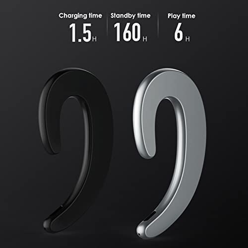 Open Air Ear Bone Conduction Headphones Wireless Single Earbud with Earhooks Bone Conducting Earphones Gym Sport Running Workout Ear Bud Comfortable Bluetooth Earpiece for Small Ear Canals Black