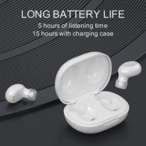 ABRAMTEK Mini Wireless Earbuds for Small Ears, E9 Tiny in-Ear Bluetooth Headphones, ENC Noise Cancelling, Touch Control, USB-C Charging Case, IPX7 Waterproof (White)