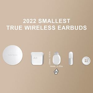 ABRAMTEK Mini Wireless Earbuds for Small Ears, E9 Tiny in-Ear Bluetooth Headphones, ENC Noise Cancelling, Touch Control, USB-C Charging Case, IPX7 Waterproof (White)