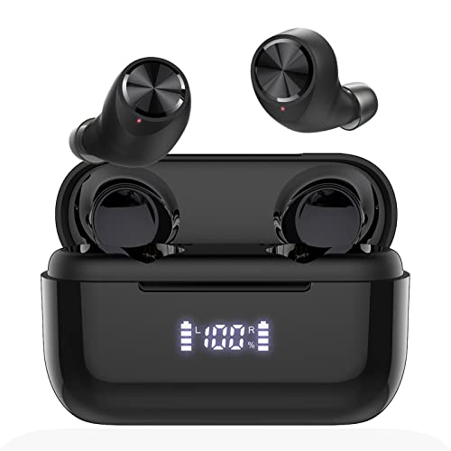 Aruind True Wireless Earbuds, Bluetooth 5.2 Headphones 160H Playback LED Power Display, IPX7 Waterproof Stereo Deep Bass Built-in Mic Earphones with Portable Power Bank for iPhone/Android