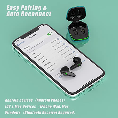 Noise Cancelling Wireless Earbuds, Bluetooth 5.3 Headphones, Gaming Ear Buds with 4-Mic Deep Bass,Small Earphones,30H Playtime,IPX5 Waterproof in-Ear Lightweight Earbuds for iPhone Android Green