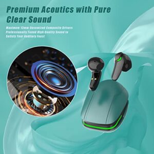 Noise Cancelling Wireless Earbuds, Bluetooth 5.3 Headphones, Gaming Ear Buds with 4-Mic Deep Bass,Small Earphones,30H Playtime,IPX5 Waterproof in-Ear Lightweight Earbuds for iPhone Android Green