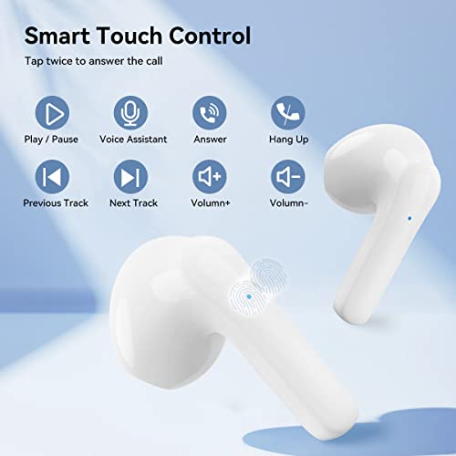 Wireless Earbuds Bluetooth 5.3 Headphones Touch Control with Wireless Charging Case 50H Playtime IPX8 Waterproof Stereo Earphones in-Ear Mic Headset for Android iOS Cell Phone Computer Laptop Sports