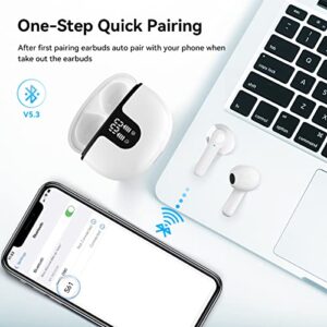 Wireless Earbuds Bluetooth 5.3 Headphones Touch Control with Wireless Charging Case 50H Playtime IPX8 Waterproof Stereo Earphones in-Ear Mic Headset for Android iOS Cell Phone Computer Laptop Sports