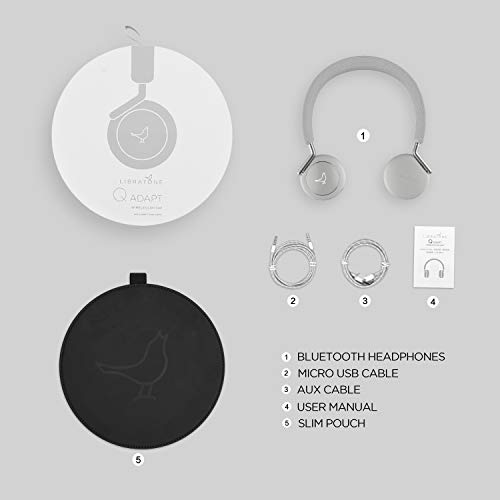 Libratone Q Adapt Active Noise Cancelling Headphones, Wireless Bluetooth Over Ear Headset w/Mic, CSR 8670 Chip, aptX Lossless Hi-Fi Sound with Deep Bass, 20 Hours Playtime for Travel work TV-White