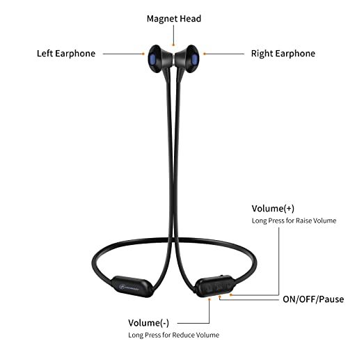 Neckband Bluetooth Headphones, 10Hrs Playtime V5.0 Wireless Headset, Noise Cancelling Earbuds/Mic for Running Sport Compatible with iPhone Samsung Android