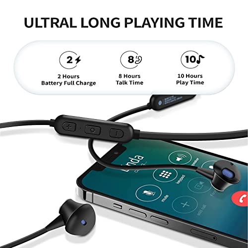 Neckband Bluetooth Headphones, 10Hrs Playtime V5.0 Wireless Headset, Noise Cancelling Earbuds/Mic for Running Sport Compatible with iPhone Samsung Android