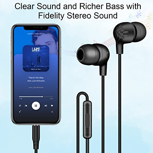 HoneyAKE Wired Earbuds Headphones with Microphone 3 Pack, in-Ear Headphones, 3.5mm Jack Noise Isolating Wired Earbuds Heavy Bass Stereo Volume Control for Android, iPhone, Samsung, iPad,MP3,Computer