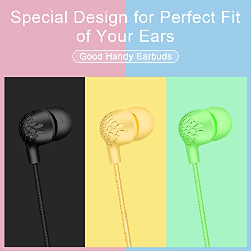 HoneyAKE Wired Earbuds Headphones with Microphone 3 Pack, in-Ear Headphones, 3.5mm Jack Noise Isolating Wired Earbuds Heavy Bass Stereo Volume Control for Android, iPhone, Samsung, iPad,MP3,Computer