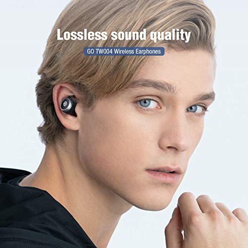 Nillkin TWS Headphones True Wireless Earbuds, TW004 Earphones Noise Cancelling with Wireless Charging Case 65H Playback with Mic for iPhone Android Laptop Sports, Black