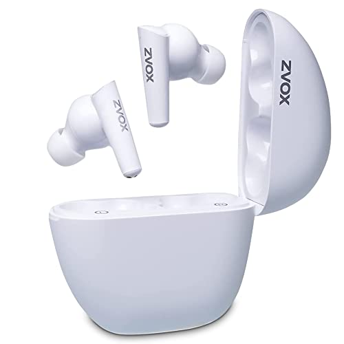 ZVOX True Wireless Earbuds with AccuVoice Technology - Voice-Clarifying, Noise-Canceling Bluetooth Wireless Headphones, AV30 Connect to Multiple Devices, Earbuds Wireless Bluetooth - White