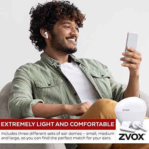 ZVOX True Wireless Earbuds with AccuVoice Technology - Voice-Clarifying, Noise-Canceling Bluetooth Wireless Headphones, AV30 Connect to Multiple Devices, Earbuds Wireless Bluetooth - White