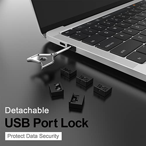 USB Port Blocker with 1 Key and 20 USB Lock,Protect Information Security,Removable USB 2.0/3.0 Port Plug Cover Cap Female Jack Interface Anti Dust Protector (Bl'ack)