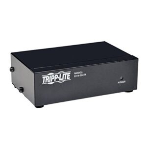 tripp lite 2-port vga splitter with signal booster high resolution video, 350mhz, 2048×1536 (hd15 m/2xf)(b114-002-r)