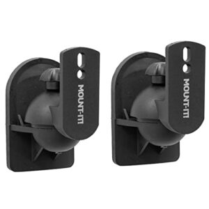 mount-it! speaker wall mount full motion brackets for surround sound satellite ceiling and bookshelf speakers, 2 mounts, black