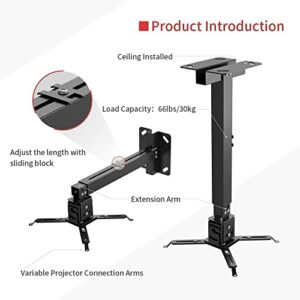 AodoT Universal Ceiling Projector Mount, Projection Mount Adjustable with Extending Arms for Regular and Mini Projectors