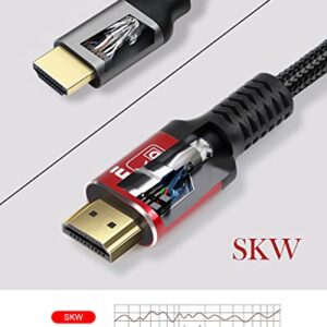 SKW 8K HDMI 2.1 Cable 15ft, 48Gbps Ultra High Speed HDMI Braided Cord, Supports 8K@60Hz, 4K@120Hz 144Hz, DTS:X, HDCP 2.2 & 2.3, eARC, HDR 10, Compatible with TV Xbox PS4 PS5 Monitor Blu-Ray