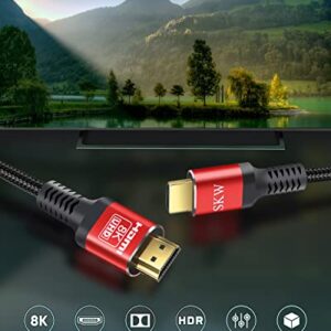 SKW 8K HDMI 2.1 Cable 15ft, 48Gbps Ultra High Speed HDMI Braided Cord, Supports 8K@60Hz, 4K@120Hz 144Hz, DTS:X, HDCP 2.2 & 2.3, eARC, HDR 10, Compatible with TV Xbox PS4 PS5 Monitor Blu-Ray