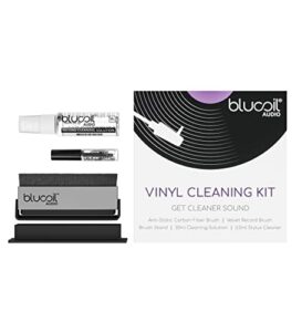 blucoil cleaning kit for turntable stylus, lp and vinyl records – anti-static carbon fiber brush, velvet record cleaning brush stand 30ml vinyl record-cleaning solution 3.5ml stylus cleaner fluid