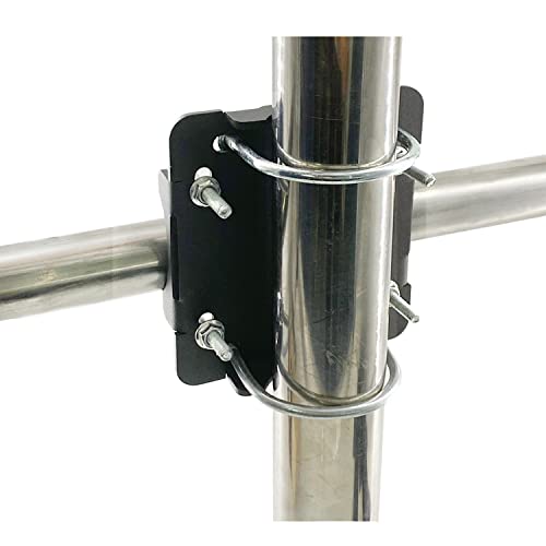 KSWLOR Antenna Mast Cross-Over Bracket Kit for 1.25" to 2.0" OD Pipes with Heavy Duty Right-Angle Plate & Mounting Hardware U Bolts Anti-Rust Finished for TV CB Ham Antenna Double Pipe-Mounting