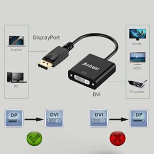 Anbear DisplayPort to DVI Adapter, Display Port to DVI-D Adapter (Male to Female) Compatible with Computer,Desktop,Laptop,PC