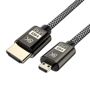 cablecc micro hdmi to hdmi 2.1 ultra-hd uhd 8k 60hz 4k 120hz cable 48gbs hdmi cord for camera tablet 1.5m