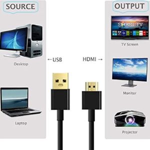 USB to HDMI Cable, Ankky USB 2.0 Male to HDMI Male Charger Cable Splitter Adapter - 0.5M/1.64ft