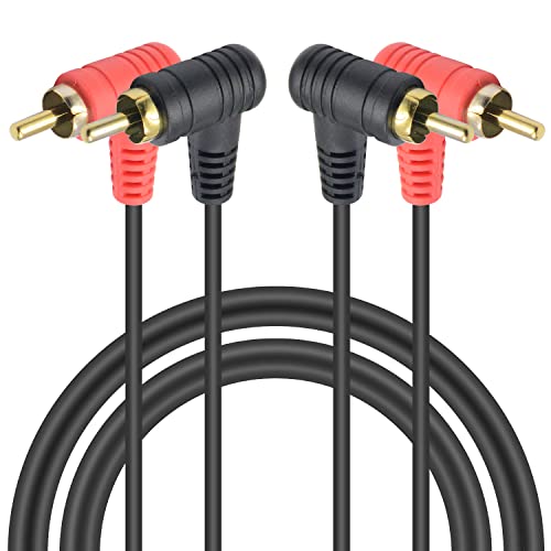 Duttek 90 Degree RCA Cable 3Ft/1M, Dual Right Angled Male to Male RCA Cable Gold Plated Port, RCA Audio Cable for Amplifiers, DVDs, CD Players, TV Sets 1 Pack