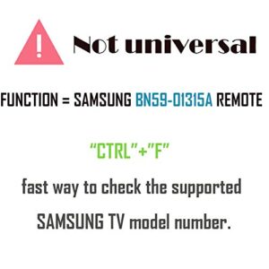 BN59-01315A Replacement for Samsung TV Remote Control (Non Universal) for Smart TV UN43RU710D UN43RU7200 UN50RU7100 UN50RU710D UN50RU7200 UN55RU7100 UN55RU710D UN55RU7200 with GP Alkaline 2 Batteries