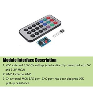 KOOBOOK 2Sets HX1838 NEC Infrared IR Remote Control Sensor Module IR Receiver Module DIY Kit for arduino