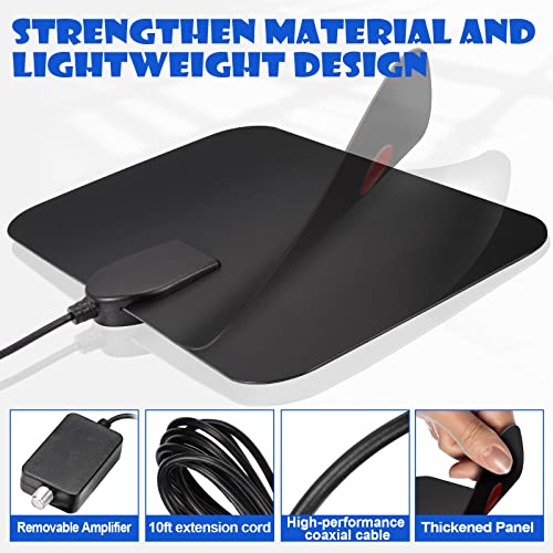 Eightwood Amplified Digital HD TV Antenna with Amplifier Signal Booster, 120+ Miles Range Support 4K 1080p Fire TV Stick and All TV’s Indoor HDTV Antennae for Local Channels-10ft Coax Cable