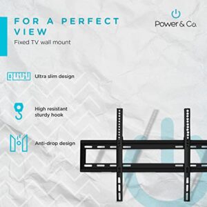 Power & Co. – Fixed TV Wall Mount Bracket for 32″ to 75″ Inches Screens – Supports Up to 154 Lbs – Improved Anti-Glare Technology