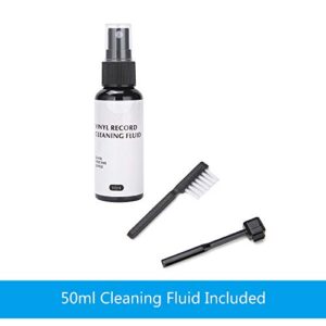 5 in 1 Vinyl Record Cleaning Solution Kit, Includes Soft Velvet Record Brush, Vinyl Cleaning Liquid, Stylus Cleaner & Brush and Carry Pouch