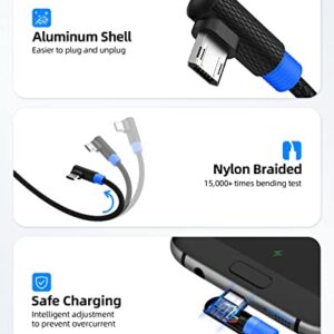 SUNGUY Right Angle Micro USB Cable 3FT [2-Pack], Short 90 Degree Micro USB Cable Nylon Braided Fast Charging Cords Data Sync for Samsung S7 S6 Note 5, Kindle, LG, Power Bank