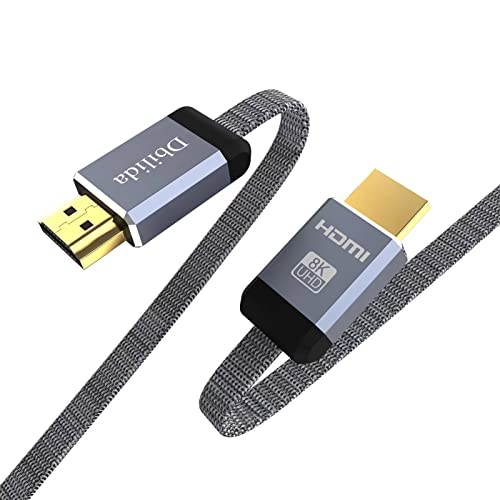 Dbilida 8K Flat HDMI Cable 10ft 2Pack, Nylon Braided HDMI 2.1 Cable Supports 4K@120Hz, 8K@60Hz, 48Gbps eARC, Dynamic HDR, HDCP 2.2 & 2.3 Compatible with DTS:X, Dolby Vision, PS5/PS4, X-Box Series X