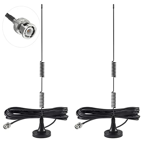 AEDIKO 2pcs Police Scanner Antenna 20-1300MHz Radio Scanner Antenna Magnetic Base Antenna HF VHF UHF Two Way Ham Radio BNC Male Antenna for Police Radio Scanner