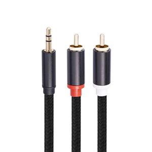 RCA to 3.5mm Cable, Aux to RCA Headphone Male to Male Jack Adapter Nylon Braided 1/8 to RCA Audio Y Cord for Smartphones, MP3, Tablets, Speakers, HDTV-3.3feet（2pack）