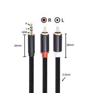 RCA to 3.5mm Cable, Aux to RCA Headphone Male to Male Jack Adapter Nylon Braided 1/8 to RCA Audio Y Cord for Smartphones, MP3, Tablets, Speakers, HDTV-3.3feet（2pack）