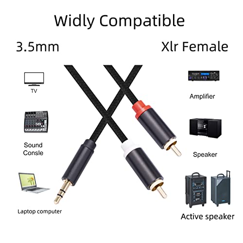 RCA to 3.5mm Cable, Aux to RCA Headphone Male to Male Jack Adapter Nylon Braided 1/8 to RCA Audio Y Cord for Smartphones, MP3, Tablets, Speakers, HDTV-3.3feet（2pack）