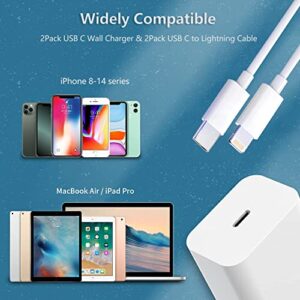 iPhone 14 13 12 Super Fast Charger, [MFi Certified] 6FT Lightning Cable 20W PD USB C Wall Charger 2-Pack iPhone Fasting Charging Block Compatible iPhone 14/14 Pro Max/13/13Pro/12/12 Pro/11/XS Max/8P