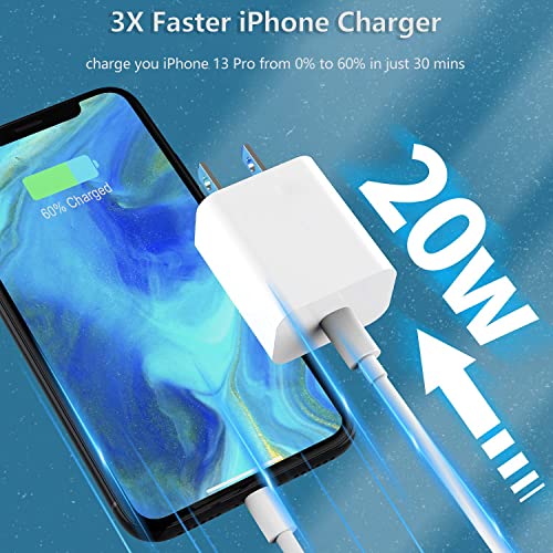 iPhone 14 13 12 Super Fast Charger, [MFi Certified] 6FT Lightning Cable 20W PD USB C Wall Charger 2-Pack iPhone Fasting Charging Block Compatible iPhone 14/14 Pro Max/13/13Pro/12/12 Pro/11/XS Max/8P