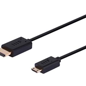 Monoprice 4K Small Diameter High Speed HDMI to Mini HDMI Passive Cable - 0.5 Feet - Black | 4K@60Hz, 18Gbps, 40AWG, HDR, for Home Theater, TV - UltraFlex Series